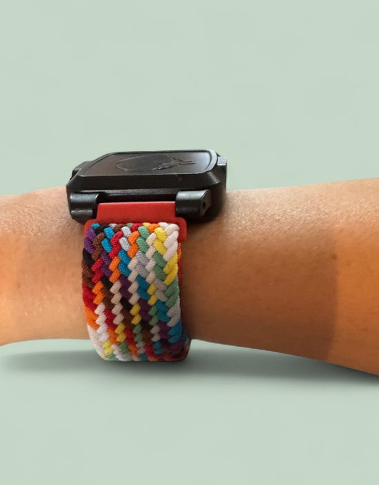 Elastic Nylon 20mm Strap (Black / Rainbow) – BeechBand